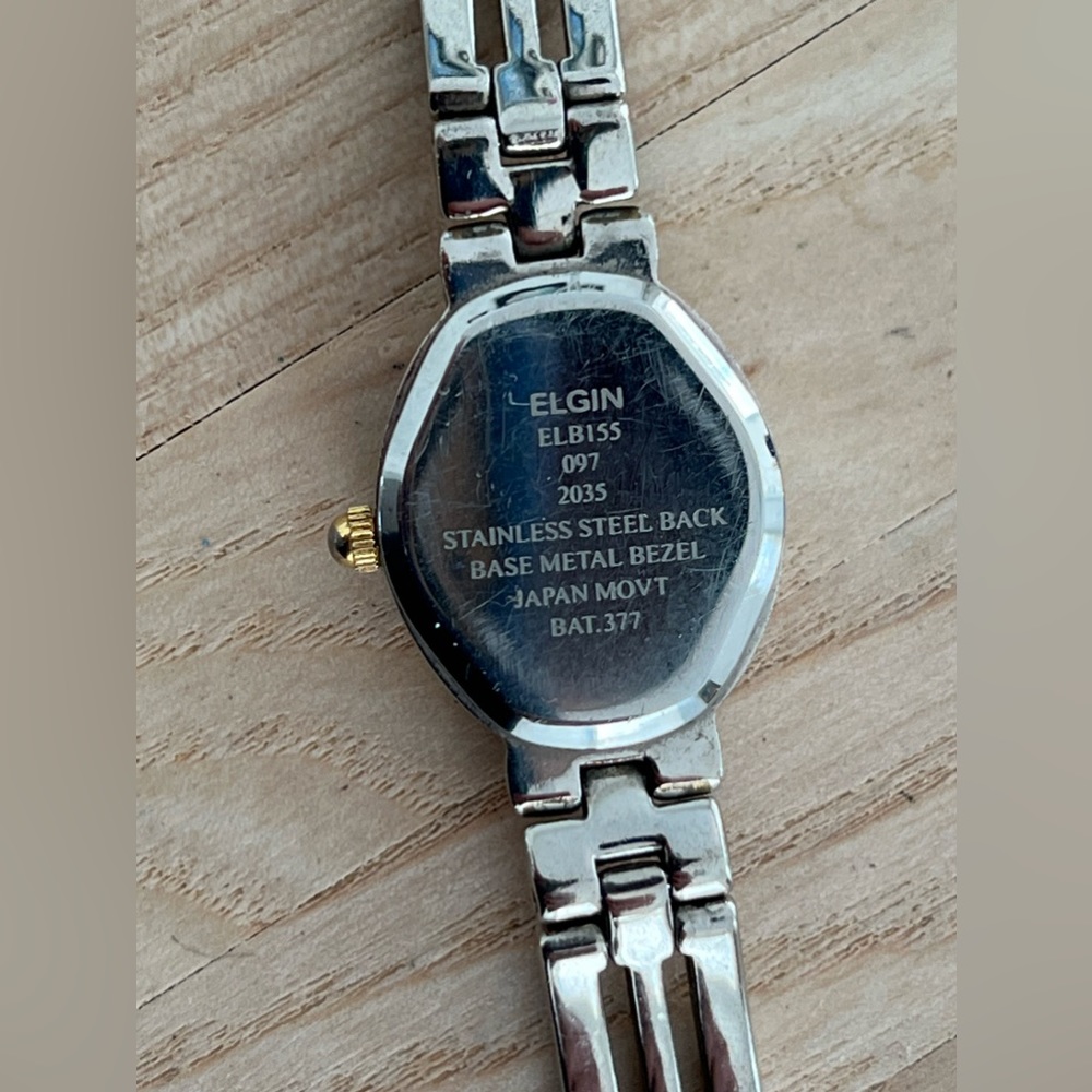 Elgin Ladies Watch Vintage Sparkling White Dial Two T… - Gem